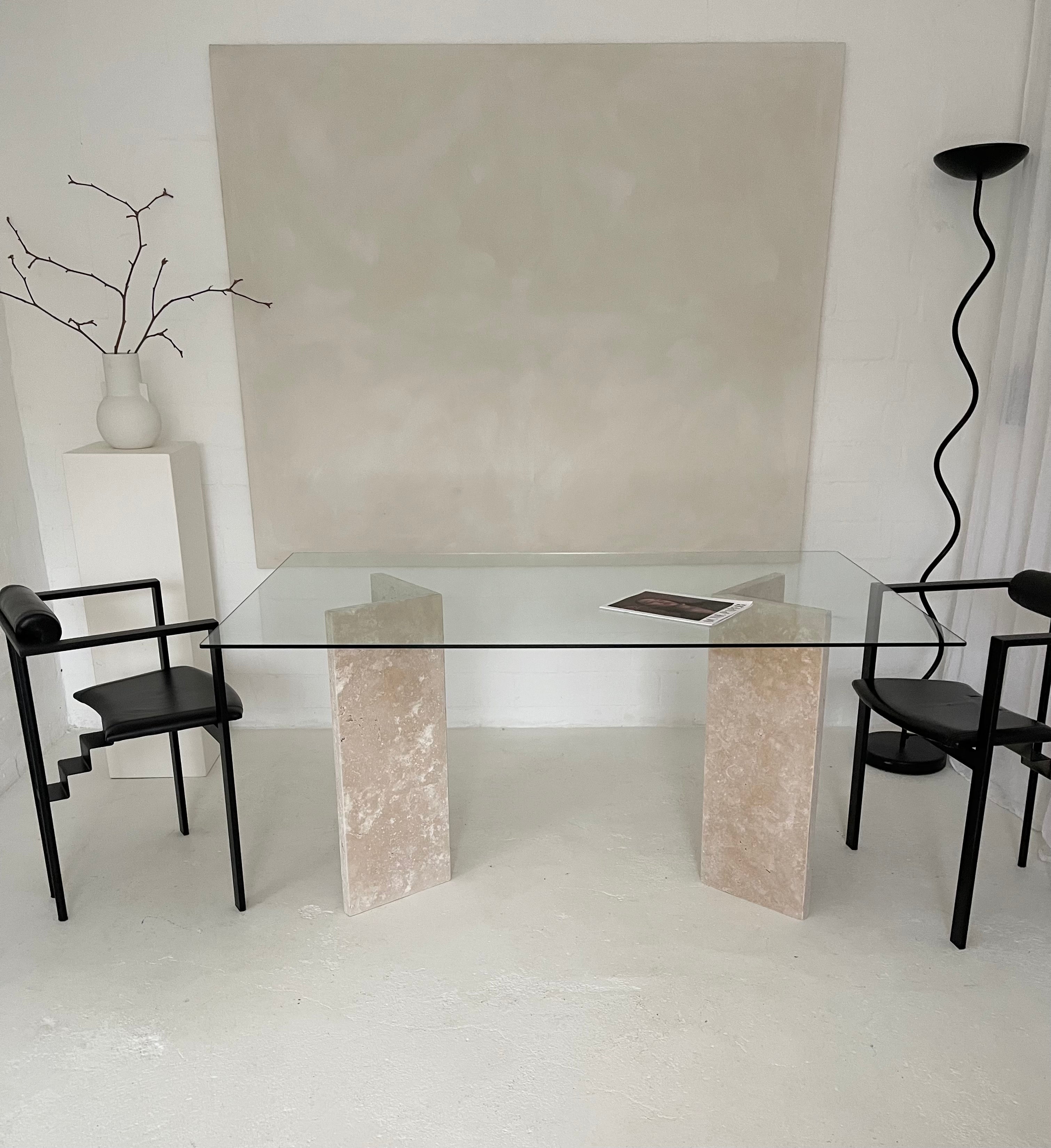 GLASS travertine table – Studio Vintage Hamburg
